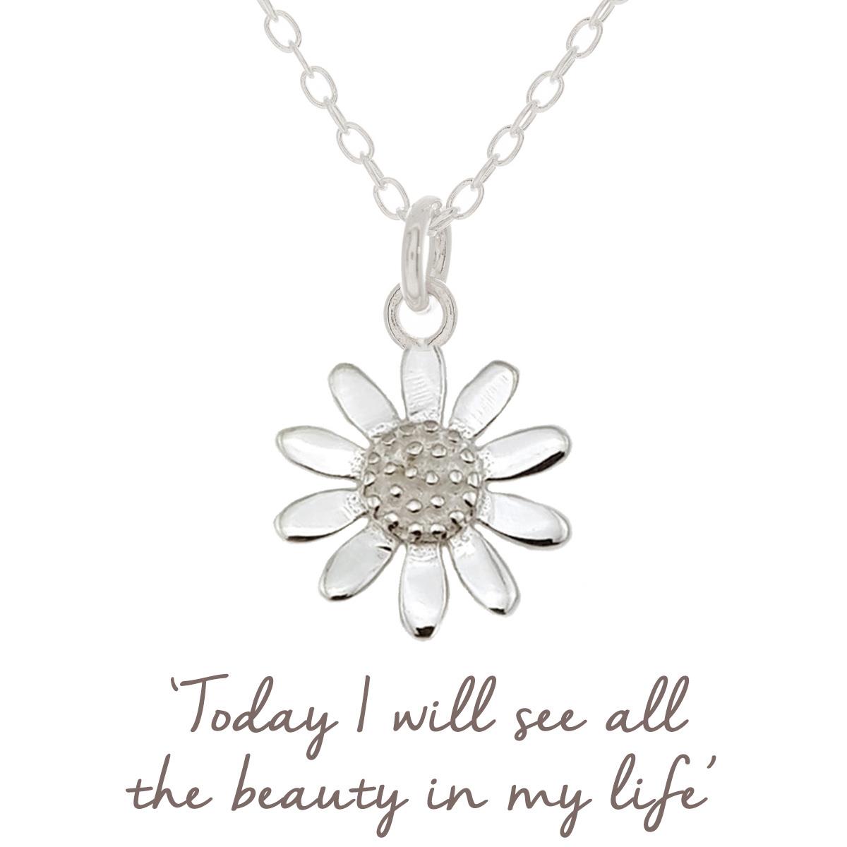 Sterling Silver Daisy Necklace | Daisy Flower | Mantra Jewellery